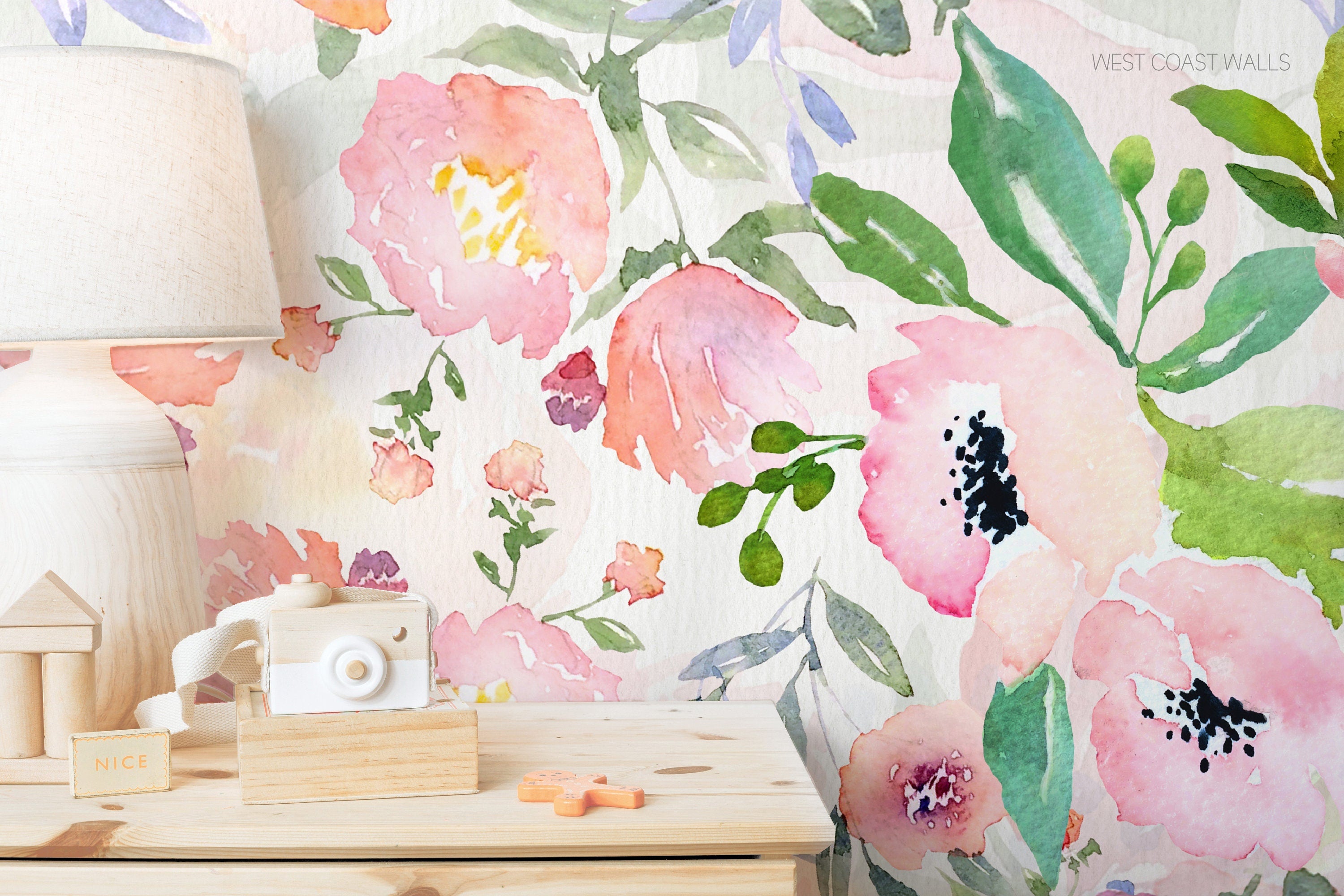 Bright and Cheery Painted Floral Wallpaper – West Coast Walls