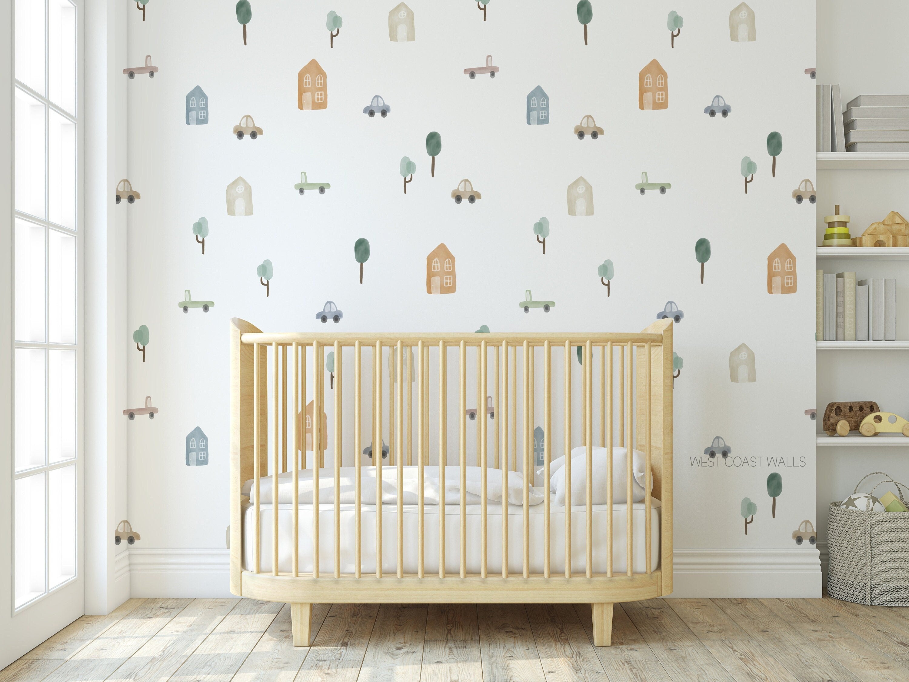 Neutral Village and Vehicles Removable Wall Decals – West Coast Walls
