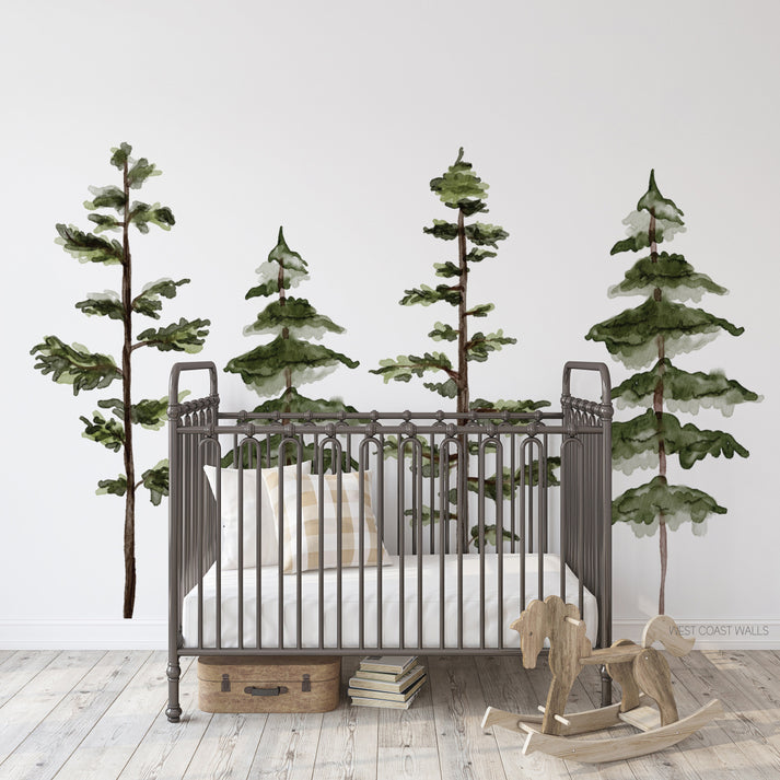 Large Watercolor Pine Tree Removable Wall Decal – West Coast Walls
