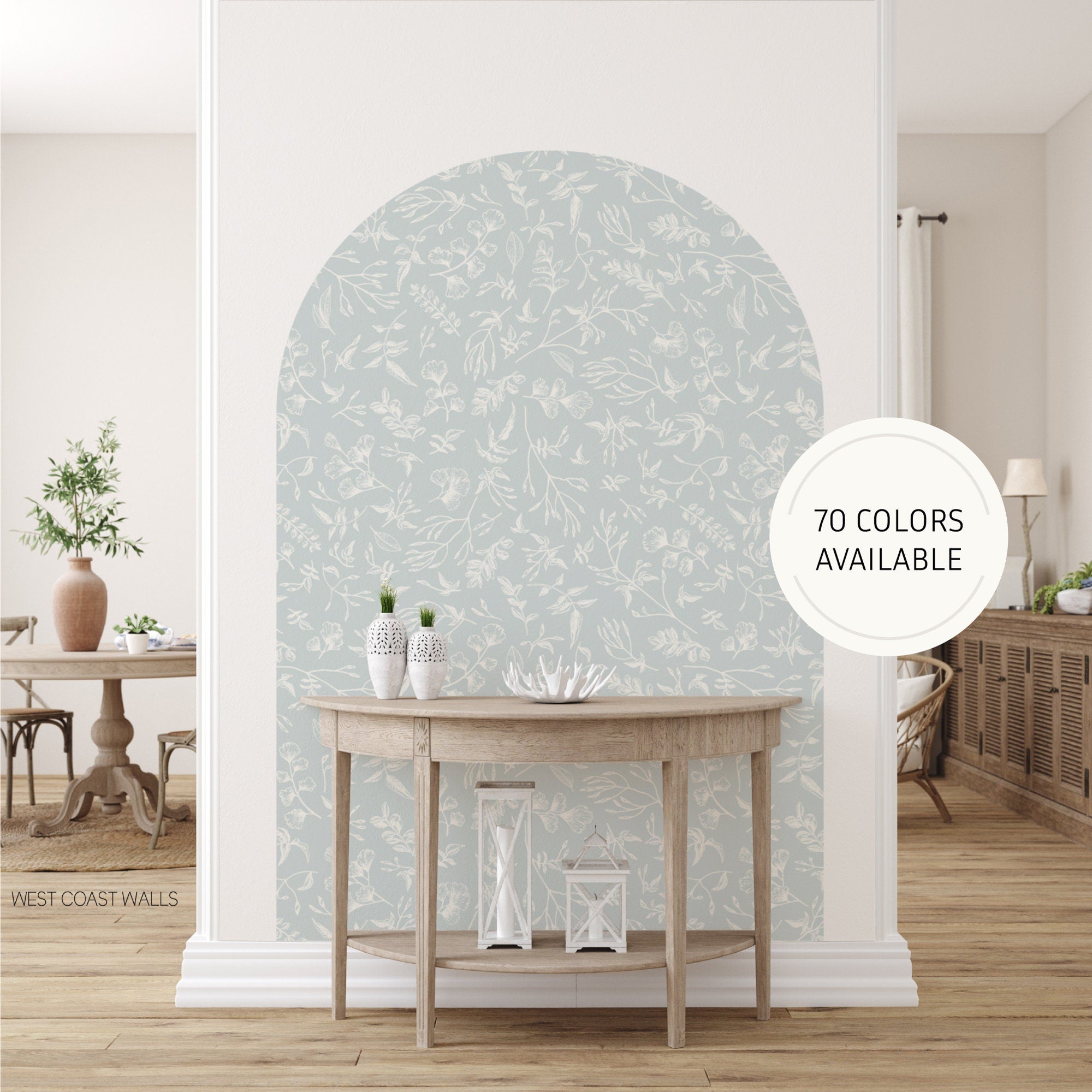 Dainty Hand-Drawn Floral Arch Decal – West Coast Walls