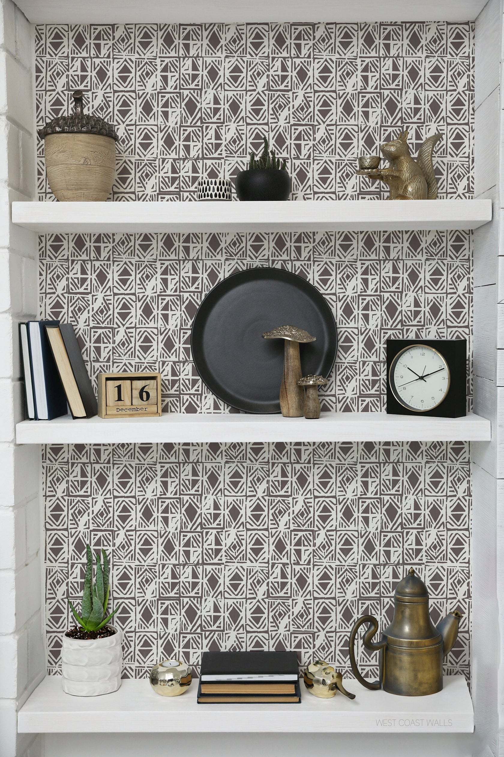 Block Print Geometric Wallpaper – West Coast Walls