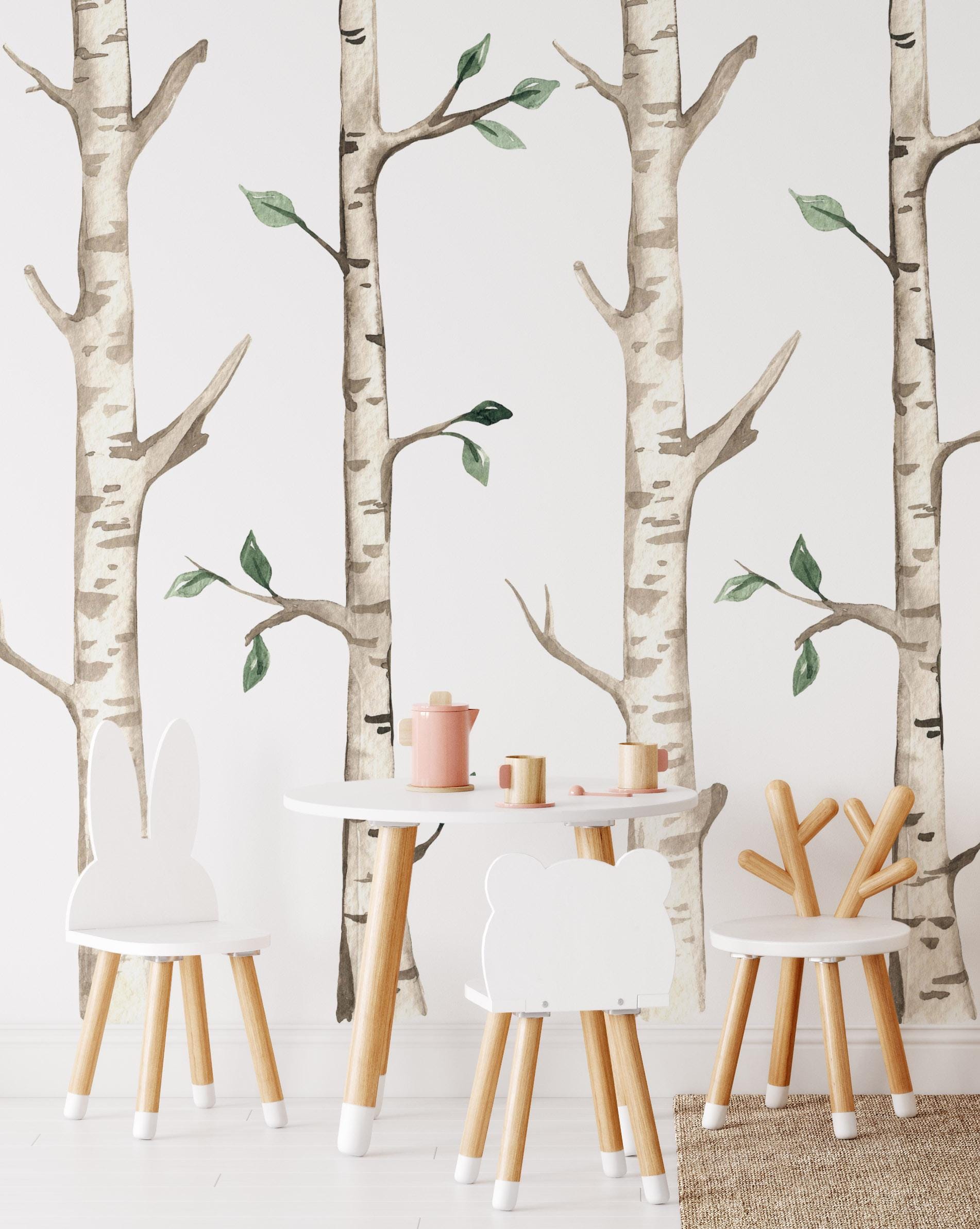Large Watercolor Birch Tree Removable Wall Decal – West Coast Walls